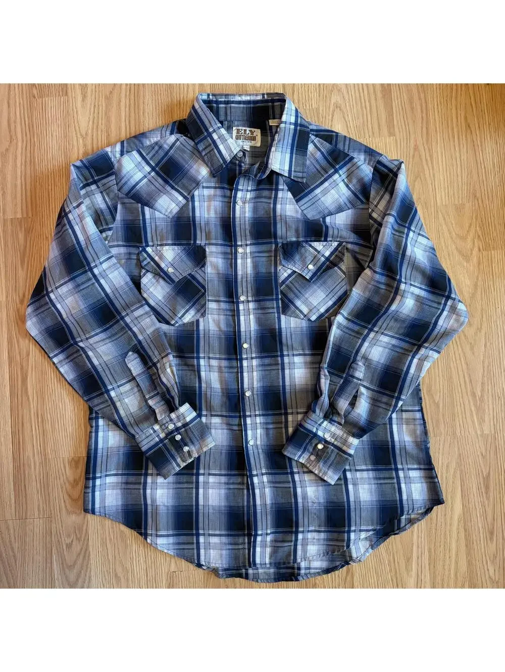 Ely Cattleman | Shirts | Blue Plaid Western Pearl Snap Ely Cattleman Size Large | Poshmark